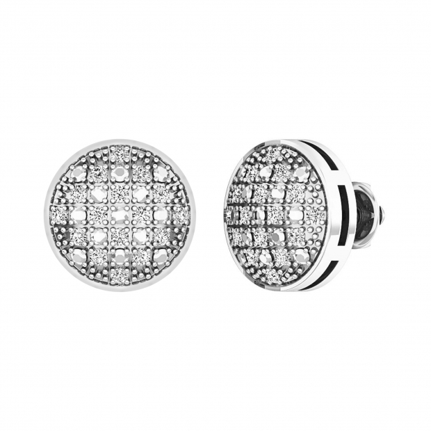 Buy 0.20 Carat ctw Sterling Silver Round Diamond Concave Circle Shape Mens Ladies Unisex Hip Hop Iced Stud Earrings Online at Dazzling Rock