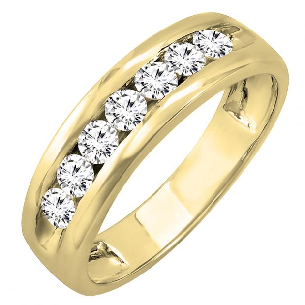 Buy 1.00 Carat (ctw) 10K Yellow Gold Round Lab Grown White Diamond Mens ...