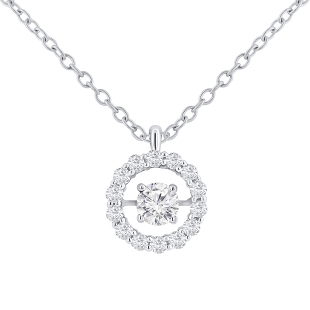 Buy Round Lab Grown White Diamond Center Dancing Stone Pendant with ...