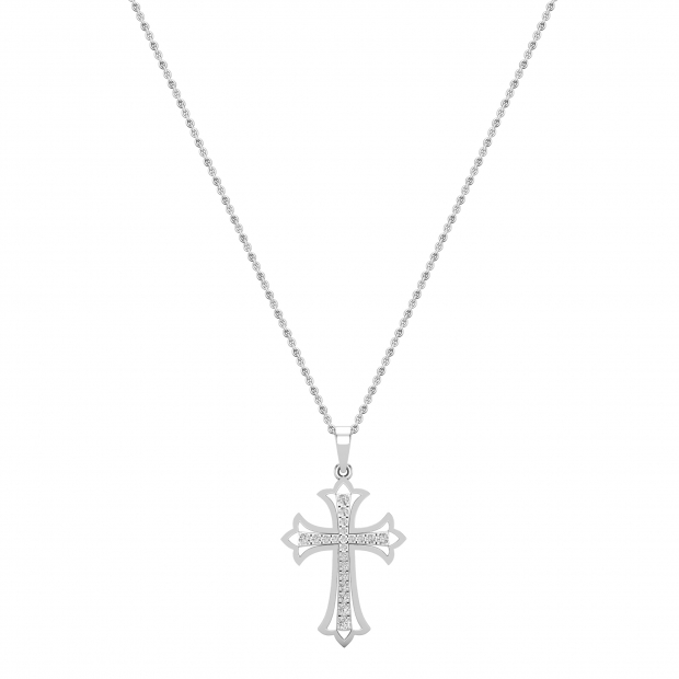 Buy Round Lab Grown White Diamond Flared Cross Pendant (0.23 ctw, Color ...