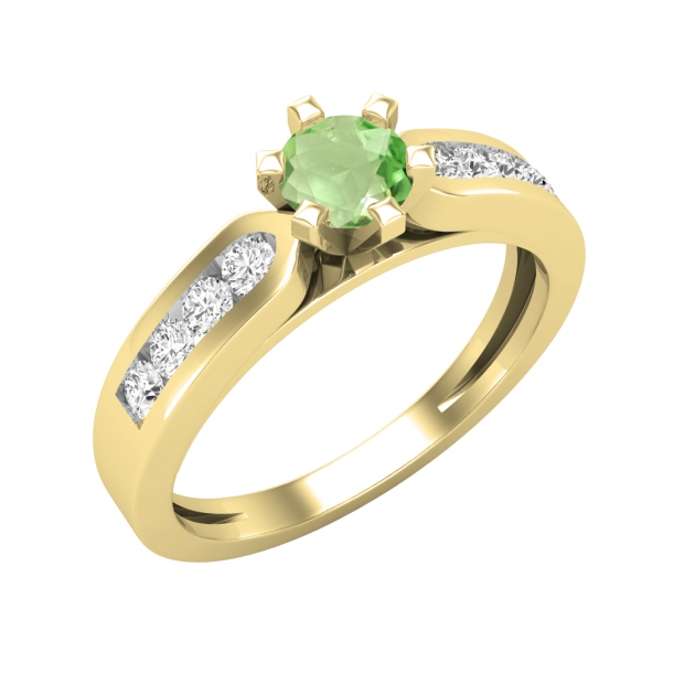 Buy 4.5mm Round Center Peridot with 0.28 CT White Diamond Tapered Shank ...
