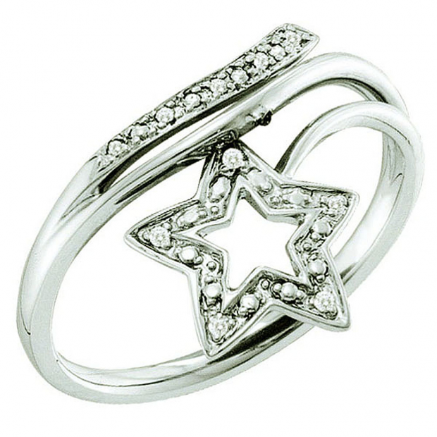 Buy 0.03 Carat (ctw) 10k White Gold Round White Diamond Ladies Cluster ...