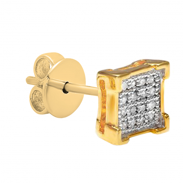 Buy 0.03 Carat (ctw) Round White Diamond V Prong Square Shape Mens Hip ...