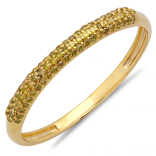Buy 0.20 Carat (ctw) 18k Yellow Gold Round Yellow Diamond Ladies Bridal ...