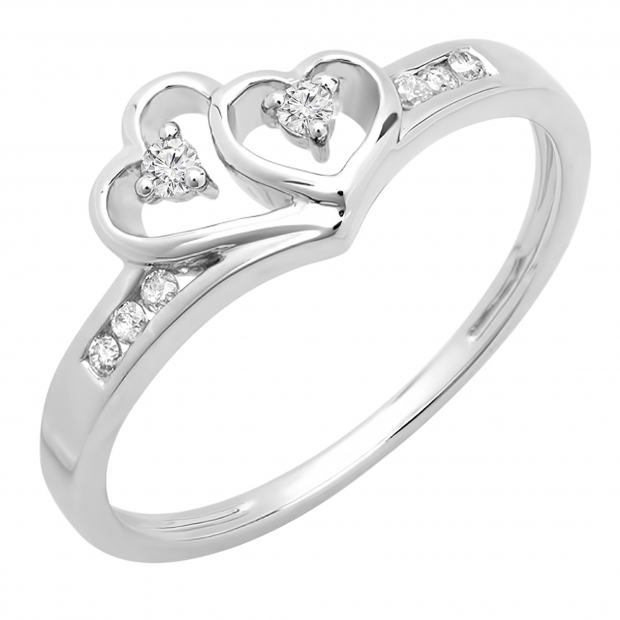 Buy 0.12 Carat (ctw) 10k White Gold Round Diamond Ladies Bridal Promise ...