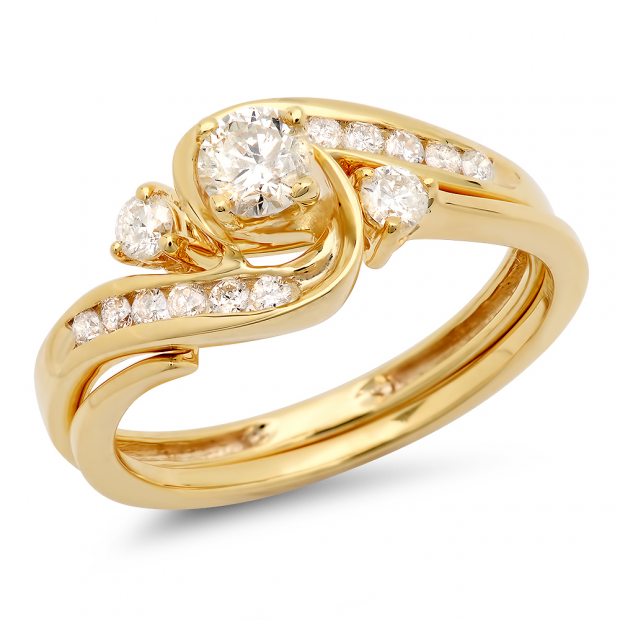 Buy 0.50 Carat (ctw) 10K Yellow Gold Round Cut Diamond Ladies Bridal ...