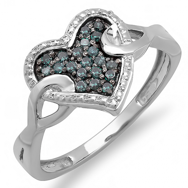 Buy 0.20 Carat (ctw) Sterling Silver Round Blue Diamond Ladies Promise ...