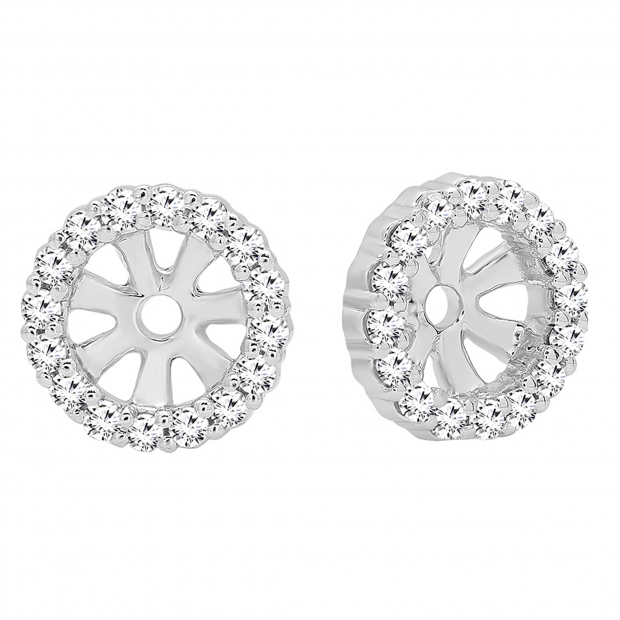 Buy Round White Diamond Halo Removable Earring Jackets for Women in 14K ...