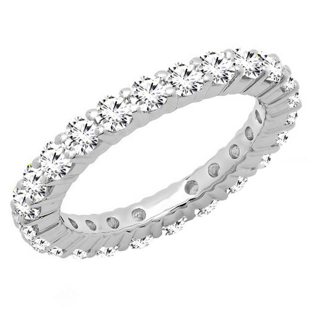 Buy 1.70 Carat (ctw) 10K White Gold Round White Cubic Zirconia CZ ...