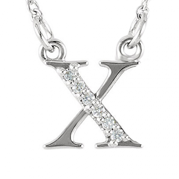 Buy 0.05 Carat (ctw) Round Diamond Lowercase Letter 'x' Initial Pendant ...