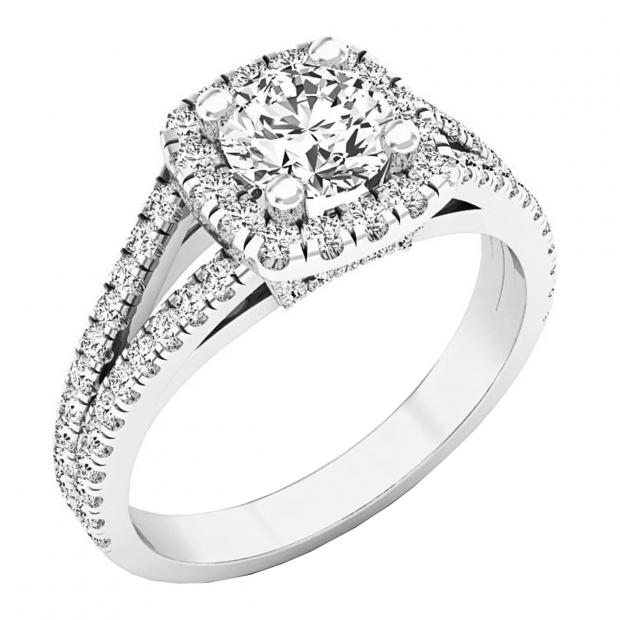 Buy 2.25 Carat (ctw) 10K White Gold Round White Cubic Zirconia Ladies ...