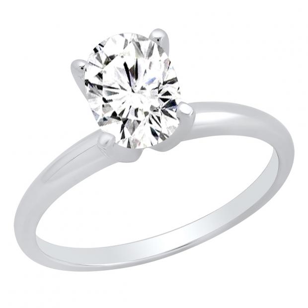 Buy 1.50 Carat ctw 10K White Gold Oval Cubic Zirconia Ladies Solitaire Engagement Ring 1 1 2 CT Online at Dazzling Rock