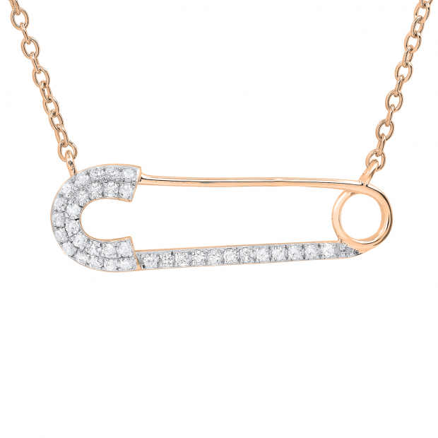Buy 0.20 Carat (ctw) Round White Diamond Horizontal Safety Pin Pendant ...
