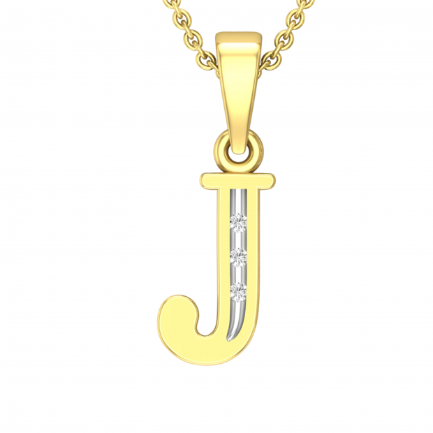 Buy Uppercase Letter 'J' Initial Alphabet Pendant With Round Diamond ...