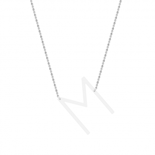 Buy Uppercase Alphabet 'M' Initial Sideway Pendant with 18 inch Silver ...