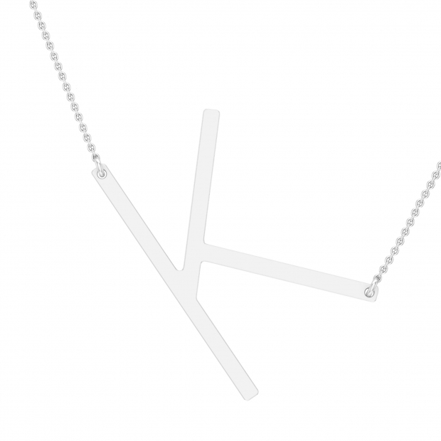 Buy Uppercase Alphabet 'K' Initial Sideway Pendant with 18 inch Silver ...