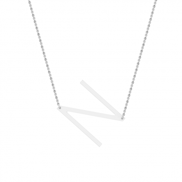 Buy Uppercase Letter Alphabet "N" Initial Sideway Pendant with 18 inch ...