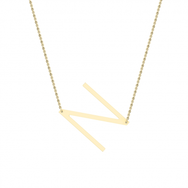 Buy Uppercase Letter Alphabet "N" Initial Sideway Pendant with 18 inch ...