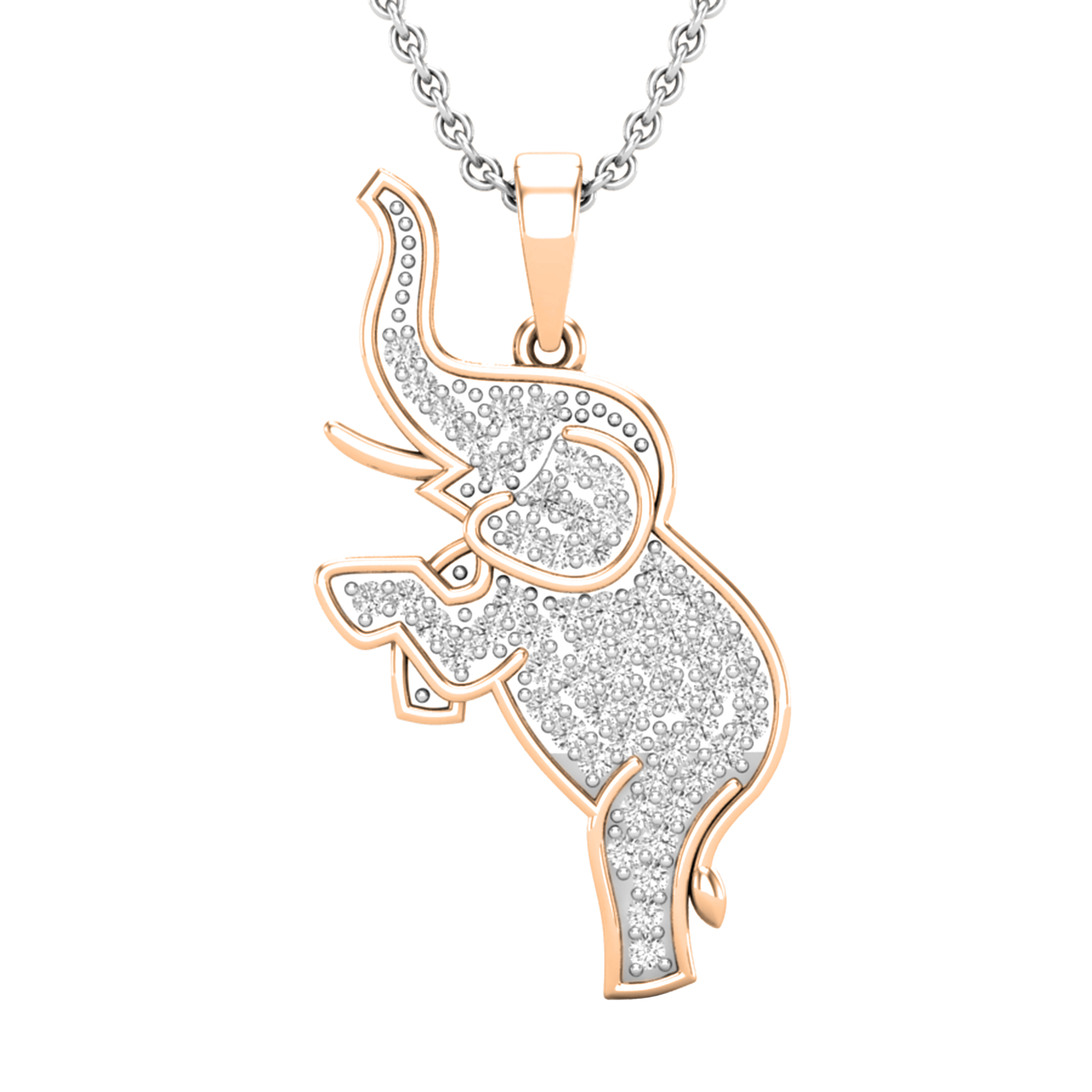 Buy Round White Diamond Baby Elephant Pendant for Women with 18 Inch Silver Chain 0.53 ctw Color I J Clarity I1 I2 in 14K Rose Gold Online at Dazzling Rock